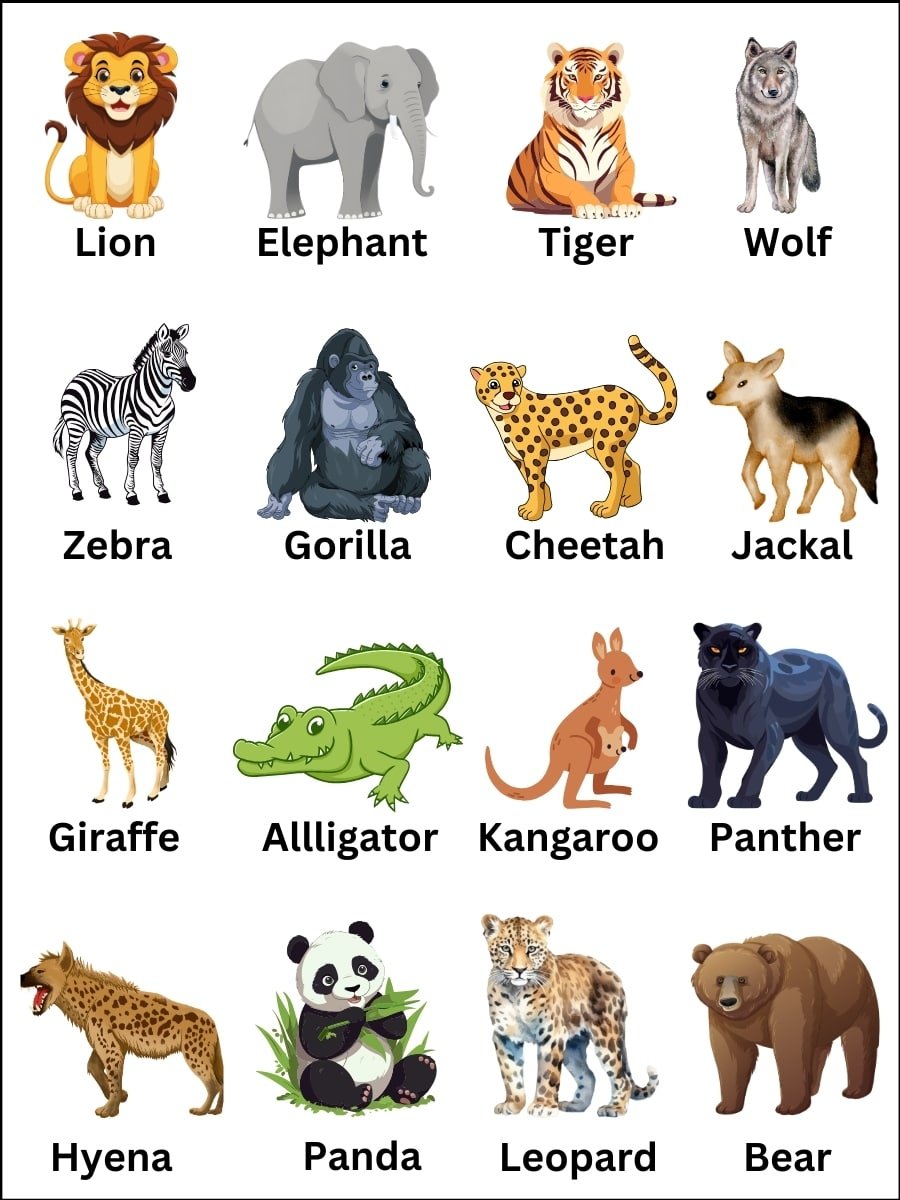 Wild Animals Names: List of 100+ Names in English - Spoken English Guru