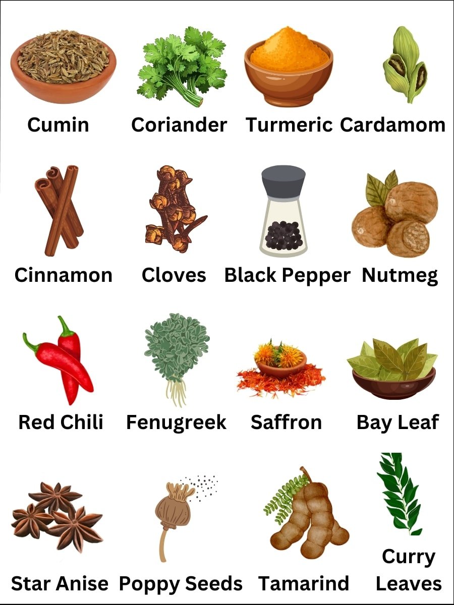 Spices Name - Discover a list of Spices Names in English. - Spoken English Guru
